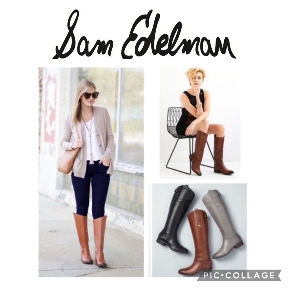 Sam Edelman Penny Whiskey Brown Leather Riding Boots … - Gem